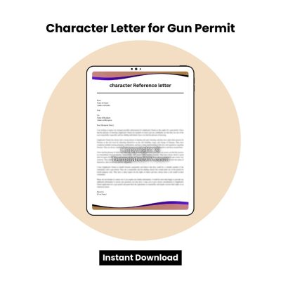 Character Letter for Gun Permit Printable Sample with Examples