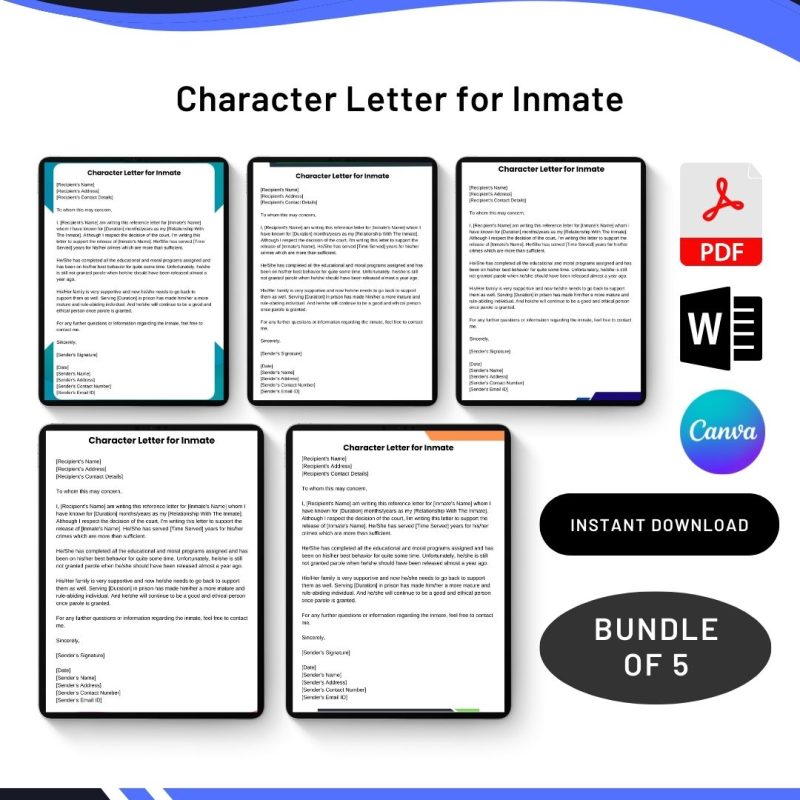 Character Letter for Inmate Word Archives - Premium Printable Templates