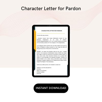 Character Letter for Pardon Sample Template in Pdf & Word