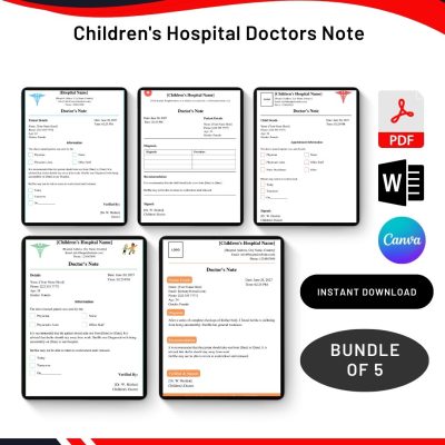 Children's Hospital Doctors Note Template Printable in PDF & Word