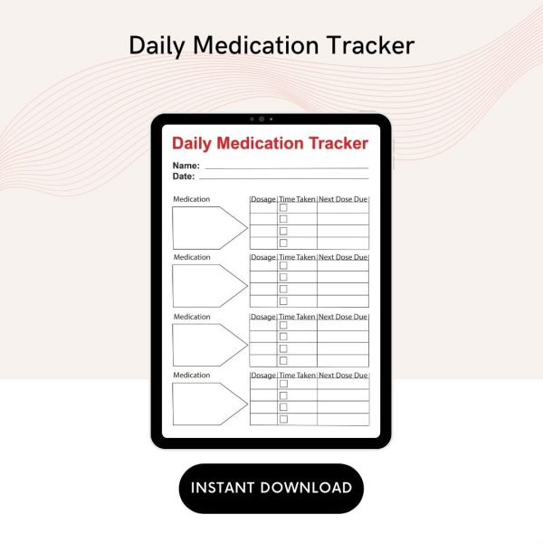 Daily Medication Tracker Template Printable in PDF & Excel