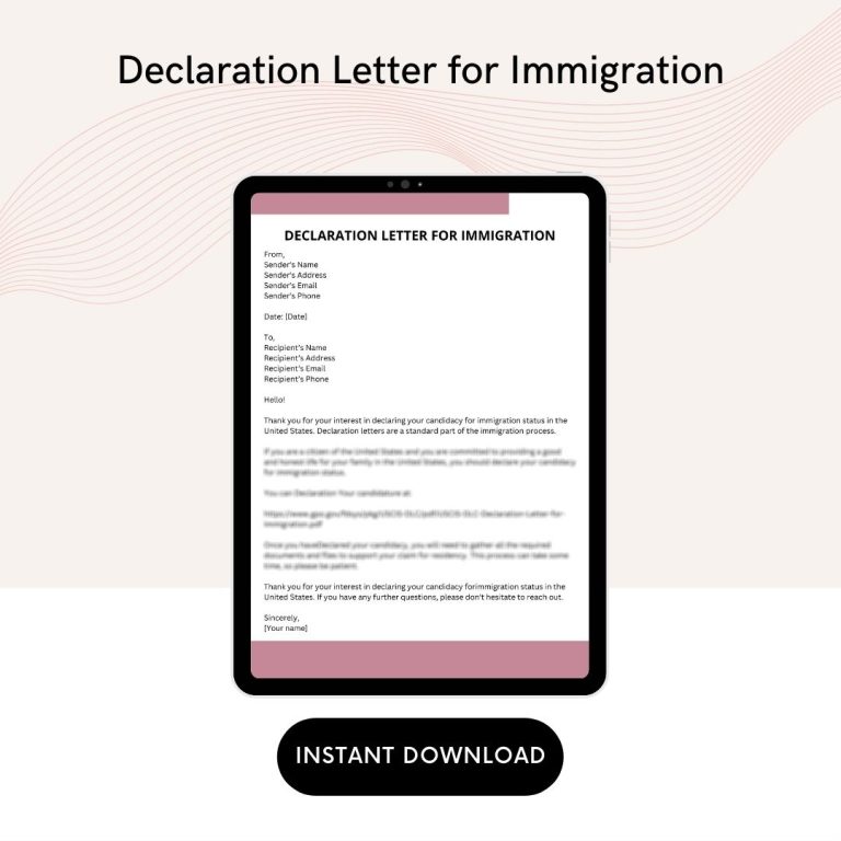 Declaration Letter for Immigration Template in Pdf & Word