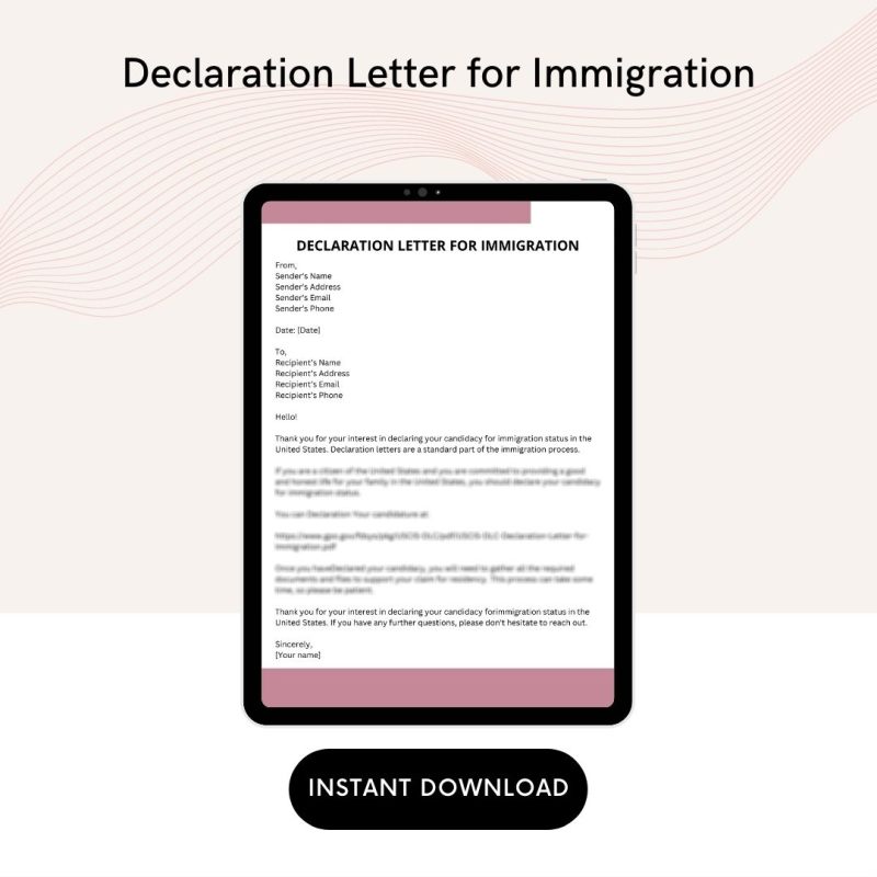Declaration Letter for Immigration Template in Pdf & Word