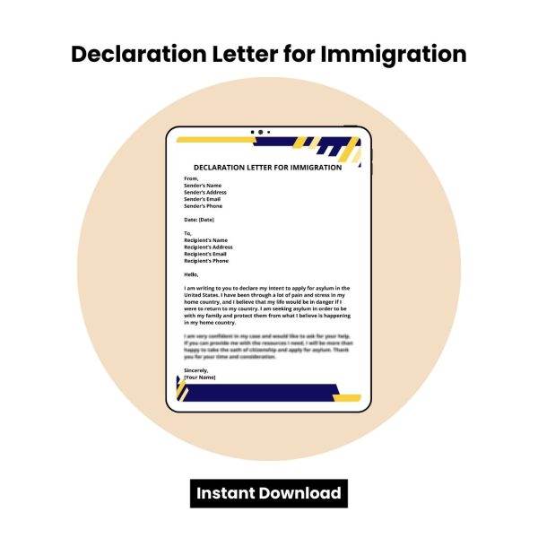 Declaration Letter for Immigration Template in Pdf & Word