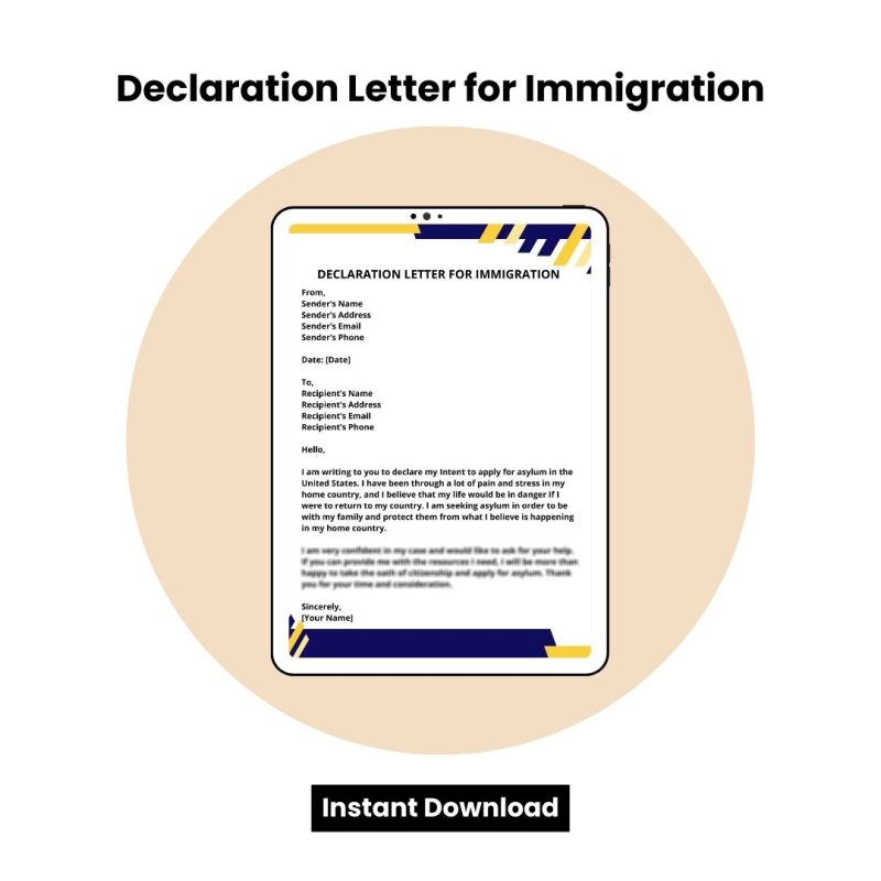 Declaration Letter for Immigration Template in Pdf & Word