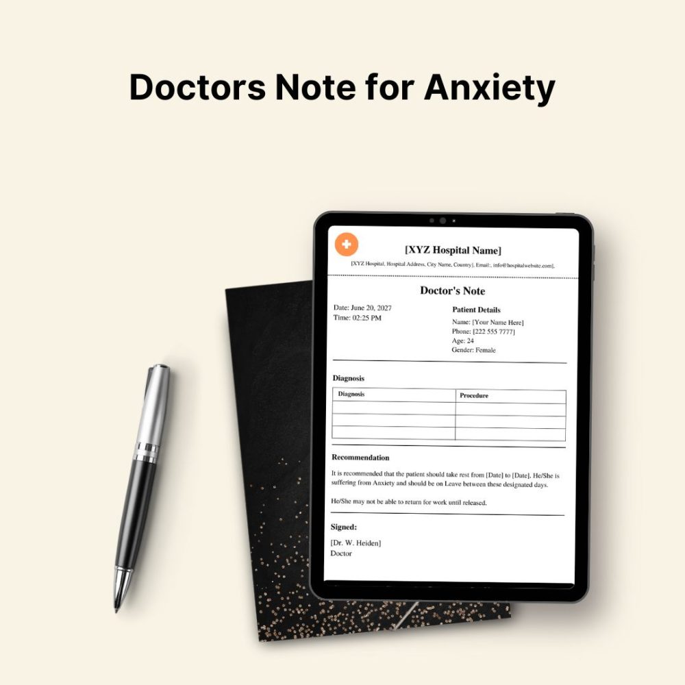 Doctors Note for Anxiety Printable Sample with Examples