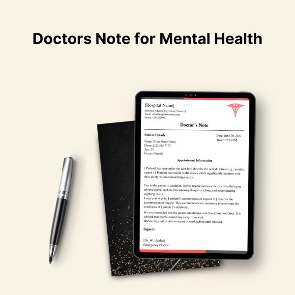 Doctors Note for Mental Health Template Printable in PDF & Word