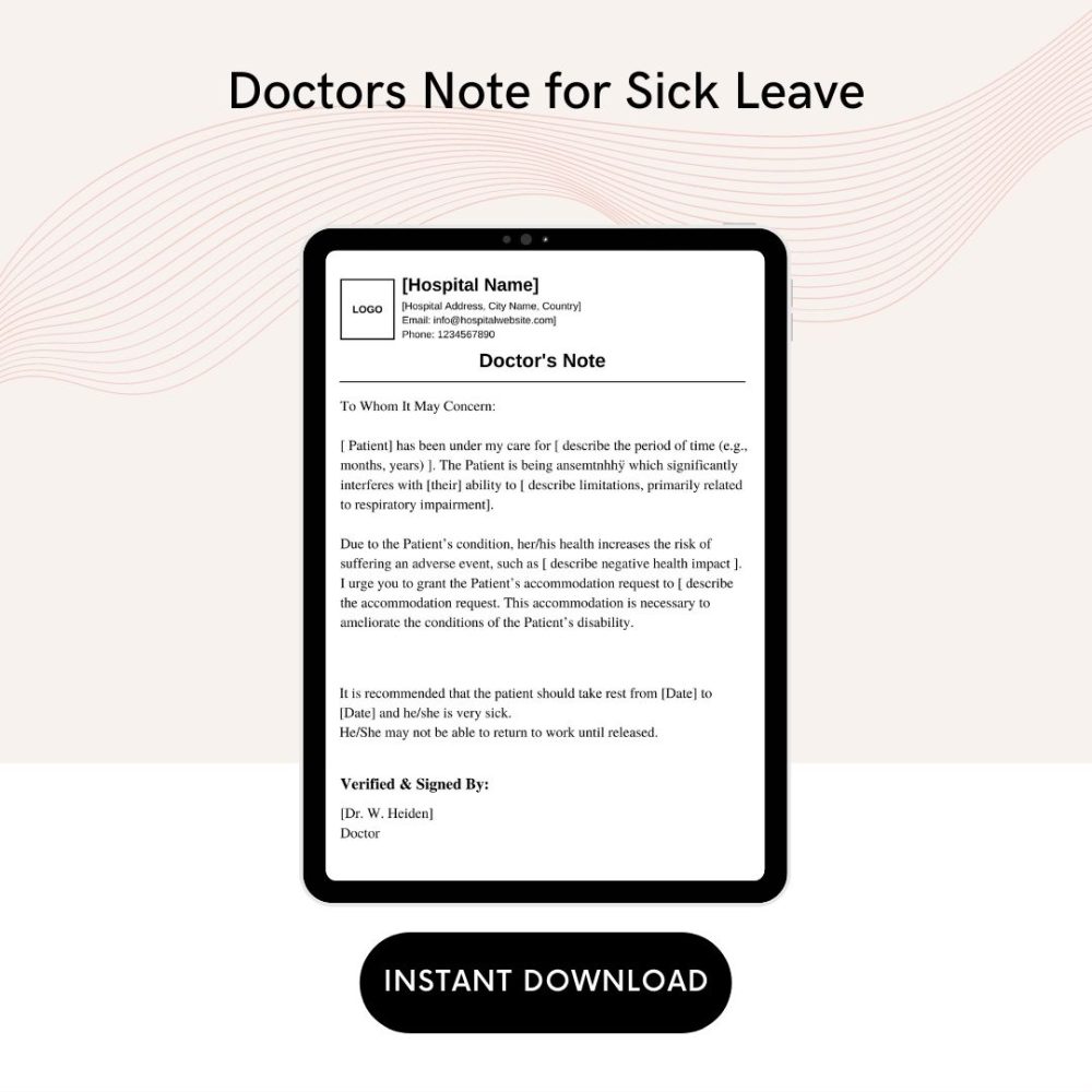 Doctors Note for Sick Leave Template Printable in PDF & Word