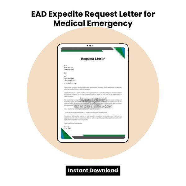 EAD Expedite Request Letter for Medical Emergency