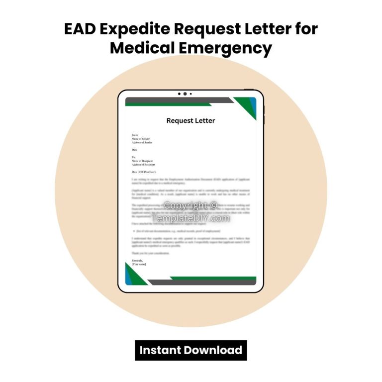 EAD Expedite Request Letter for Medical Emergency