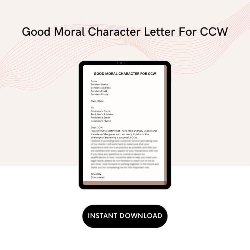 Good Moral Character Letter For CCW Printable Sample in PDF