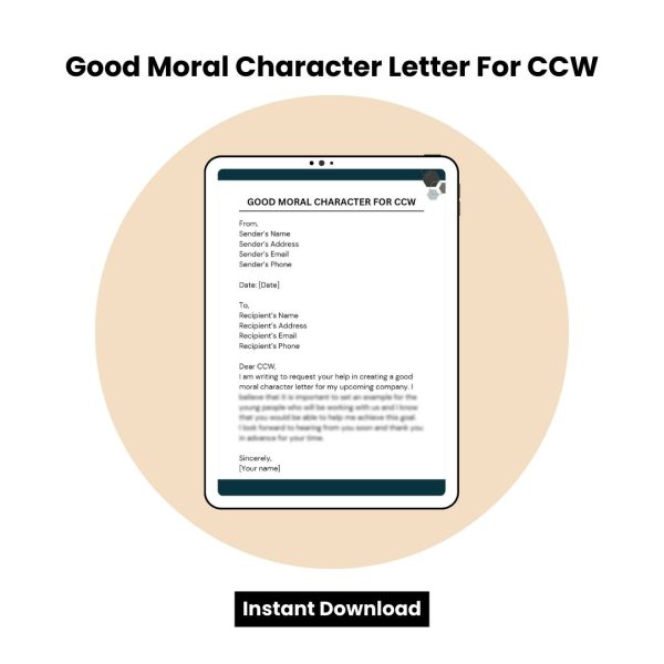 Good Moral Character Letter For CCW Printable Sample in PDF