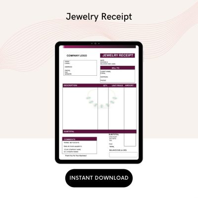 Jewelry Receipt Template [Pdf, Excel & Word] (Pack of 5)