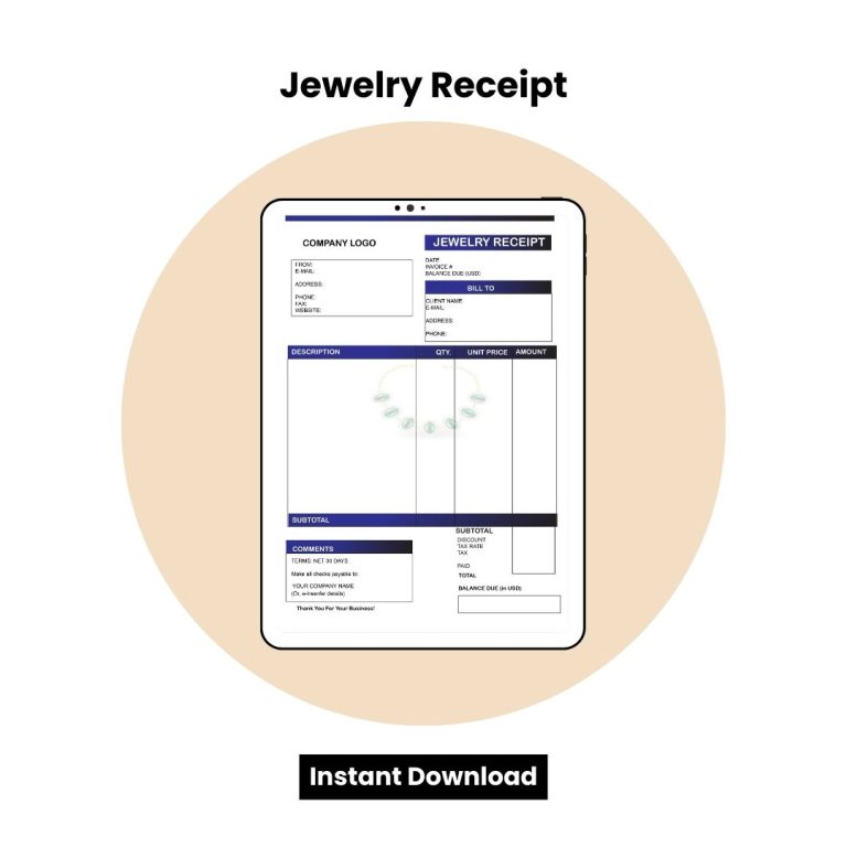 Jewelry Receipt Template [Pdf, Excel & Word] (Pack of 5)