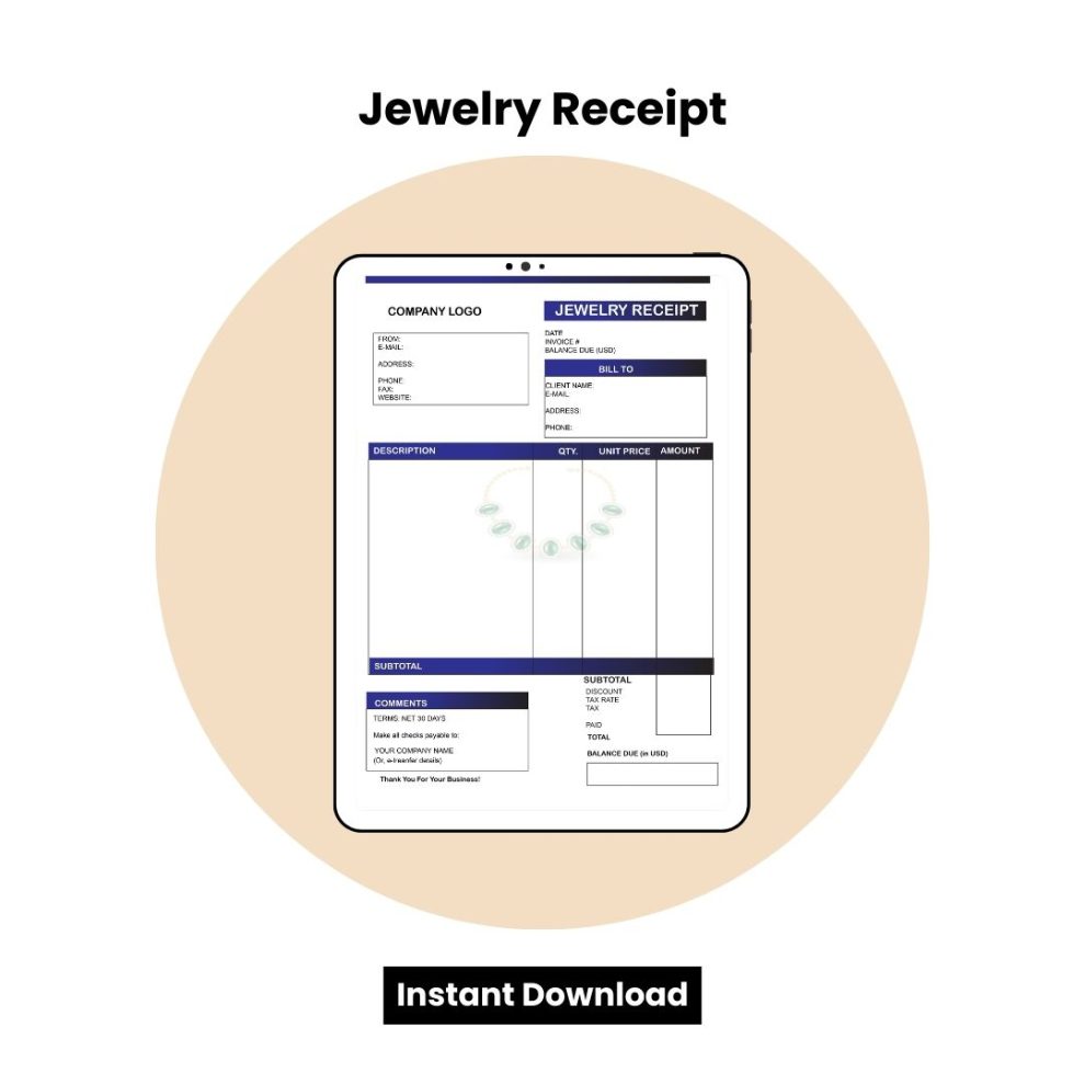 Jewelry Receipt Template [Pdf, Excel & Word] (Pack of 5)