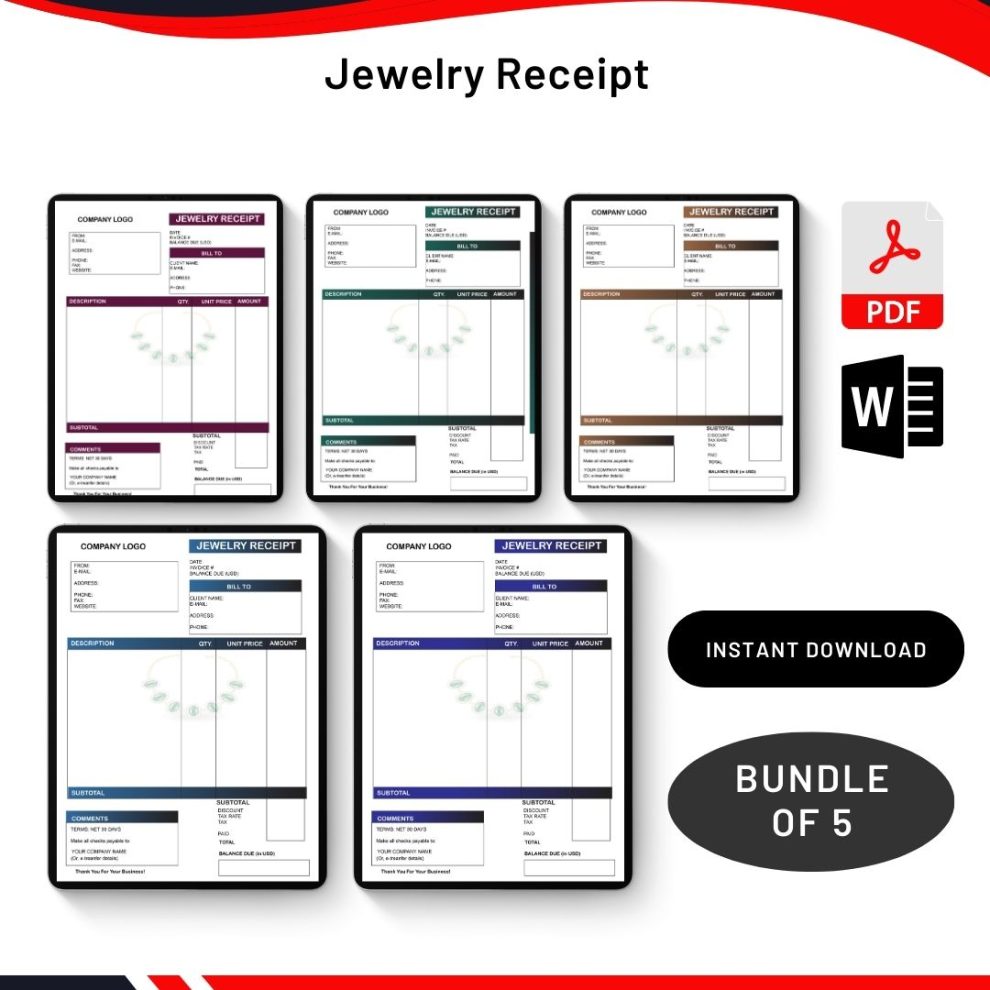 Printable Jewelry Receipt Archives - Premium Printable Templates