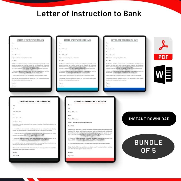 Letter of Instruction to Bank Sample in Pdf and Word Format