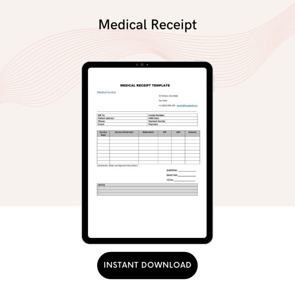 Medical Receipt Template Blank Printable [Pdf, Excel & Word]