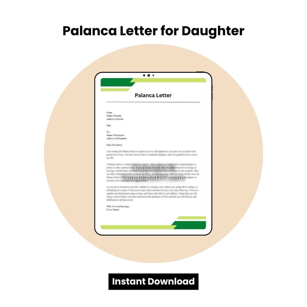 Palanca Letter for Daughter Sample Template in Pdf and Word