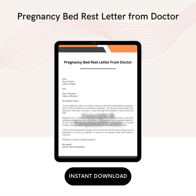 Pregnancy Bed Rest Letter from Doctor in Pdf and Word