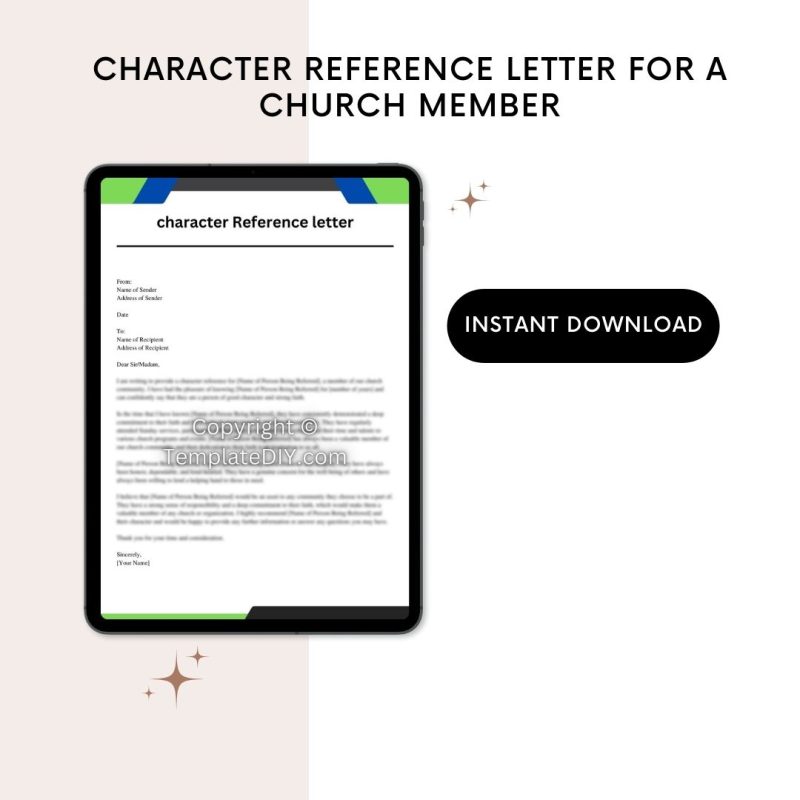 Character Reference Letter For A Church Member in PDF & Word