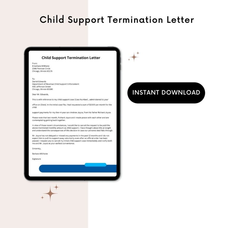 Child Support Termination Letter Template in Pdf & Word