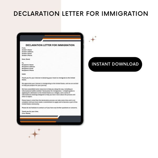Declaration Letter for Immigration Template in Pdf & Word