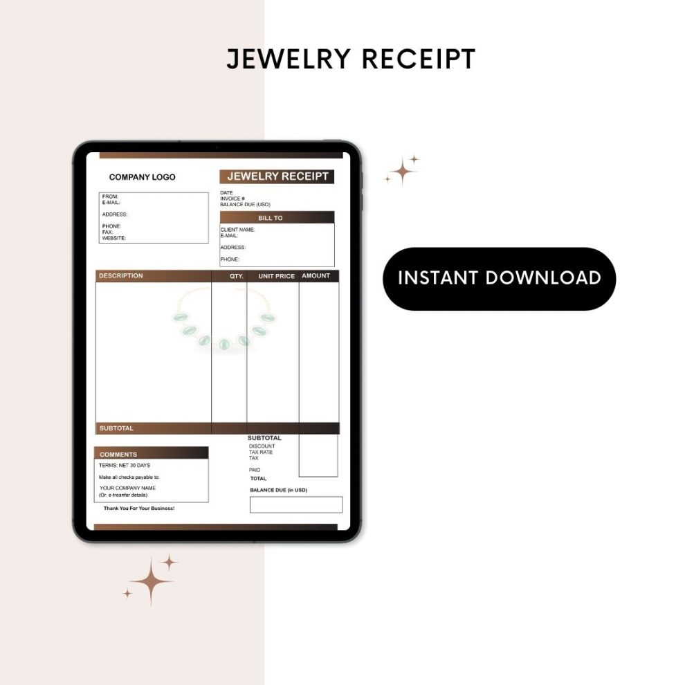 Jewelry Receipt Template [Pdf, Excel & Word] (Pack of 5)