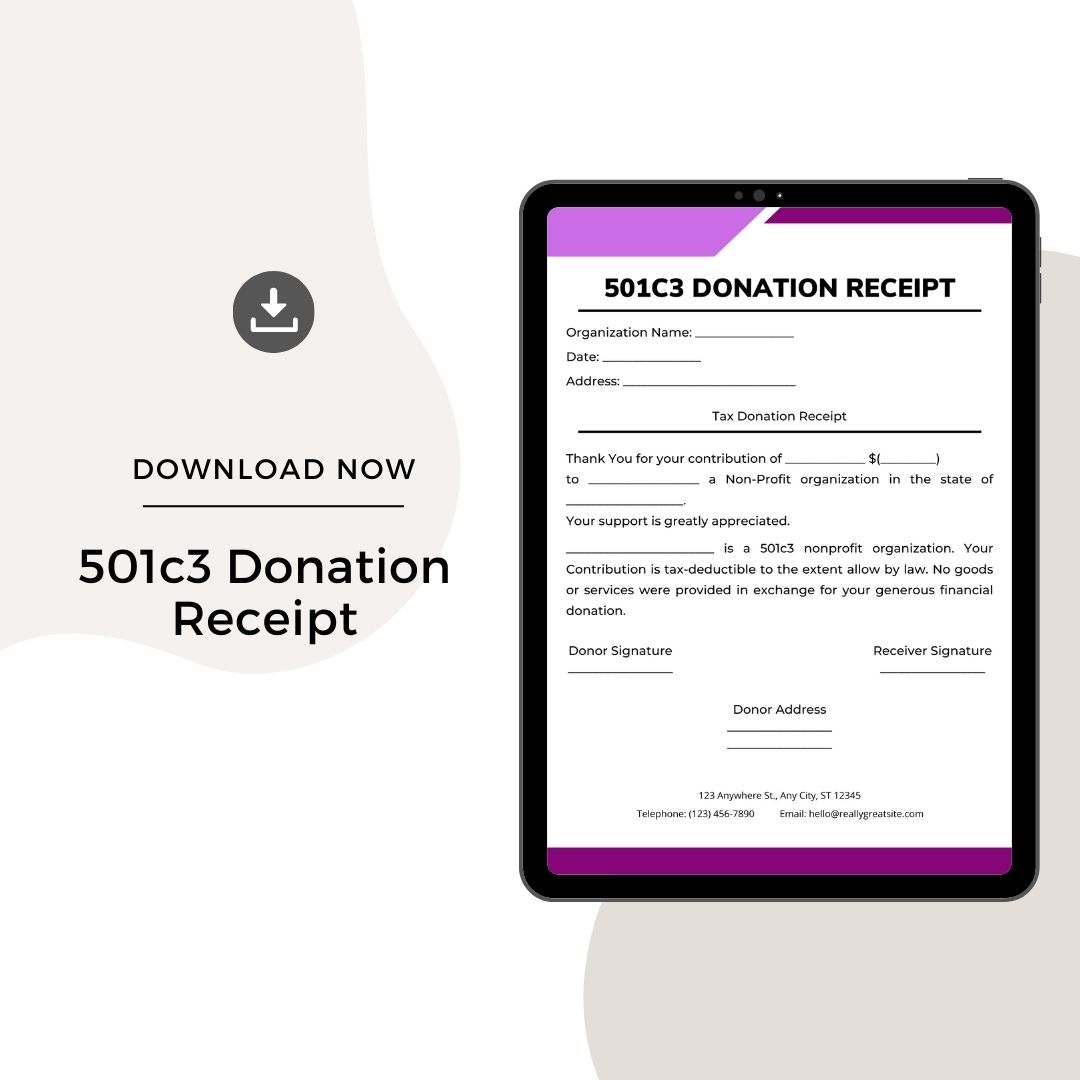 501c3 Donation Receipt Template Printable [Pdf & Word]