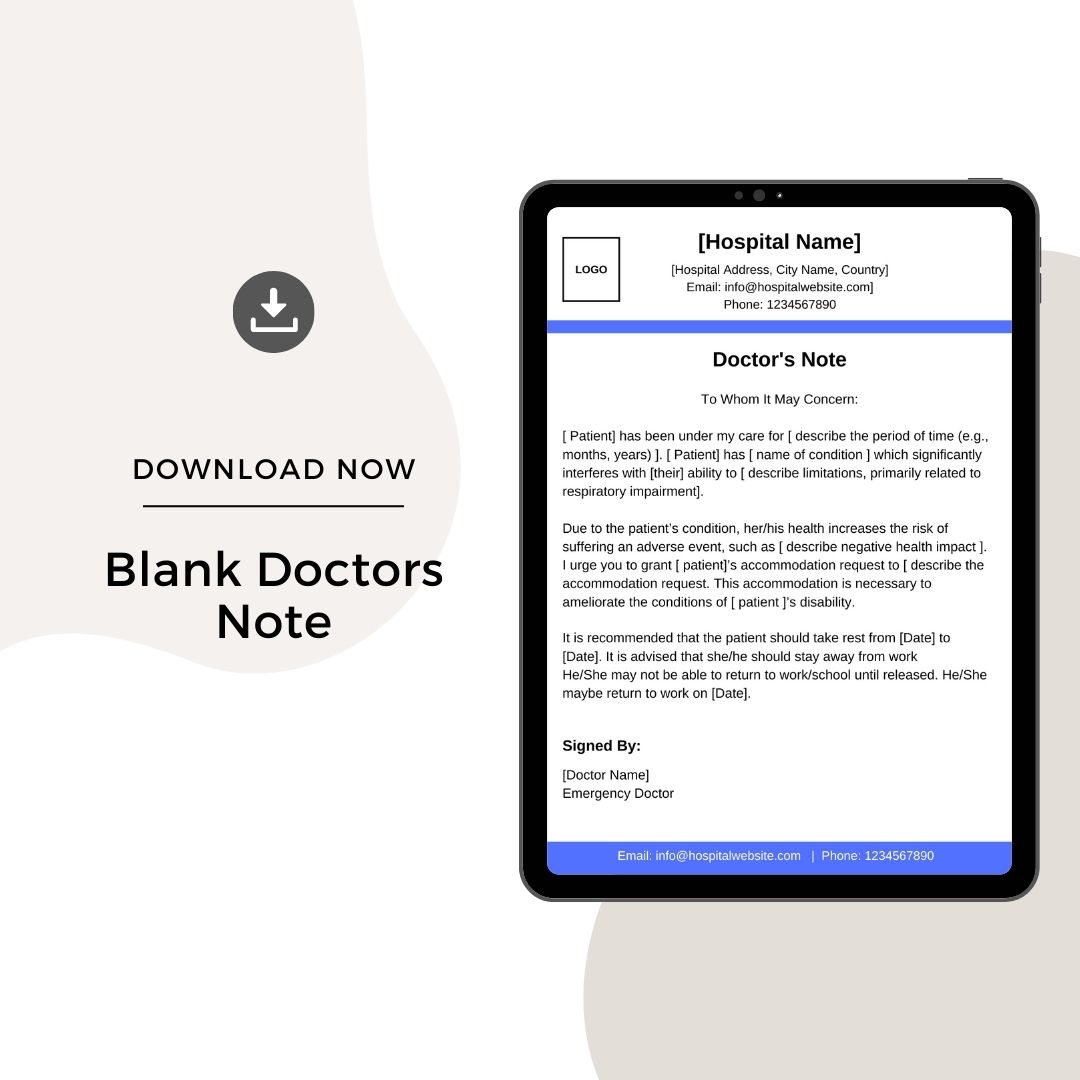 Blank Doctors Note Template Printable in PDF & Word