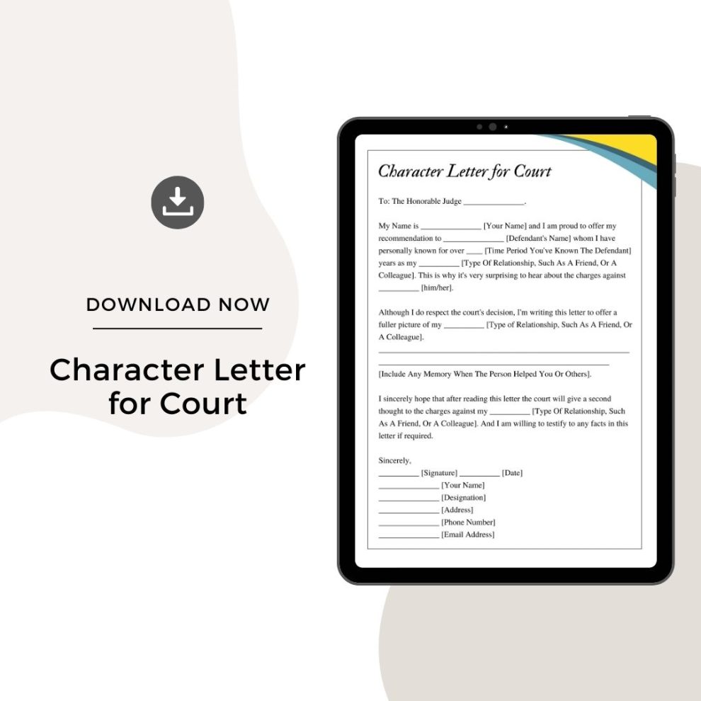 Character Letter for Court Sample Template in Pdf & Word