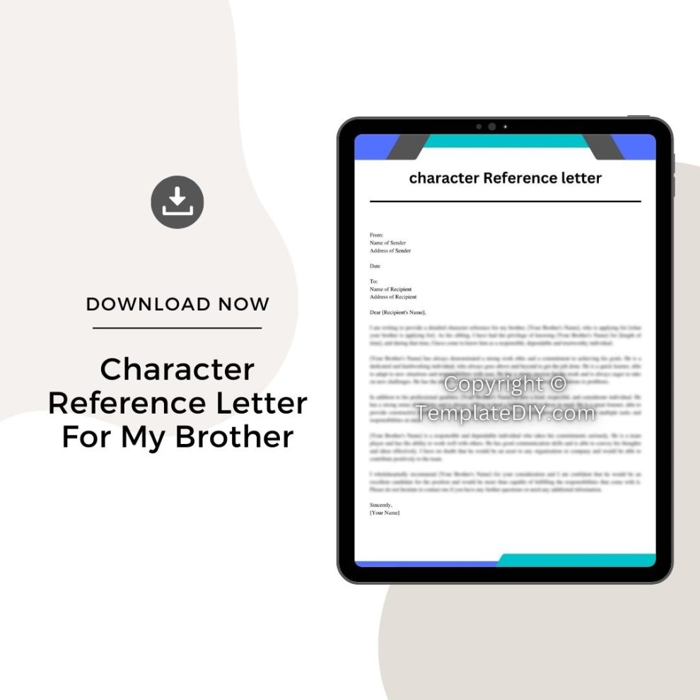 Character Reference Letter For My Brother in Pdf and Word