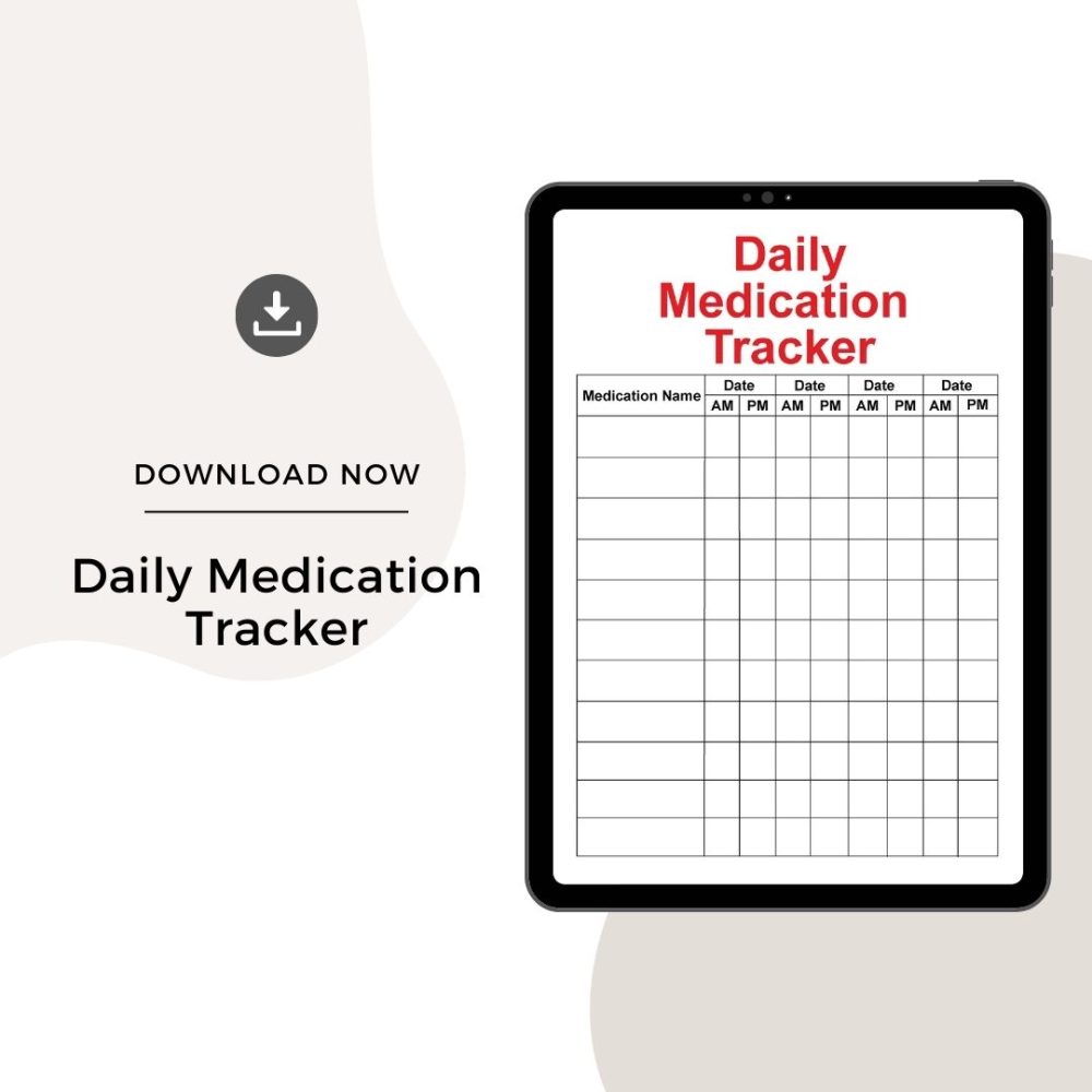 Daily Medication Tracker Template Printable in PDF & Excel