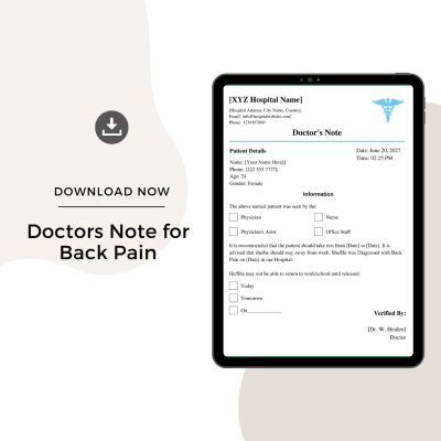 Doctors Note for Back Pain Template Printable in PDF & Word