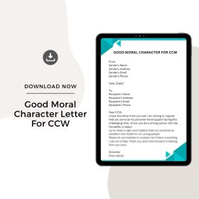 Good Moral Character Letter For CCW Printable Sample in PDF