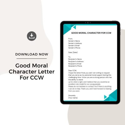 Good Moral Character Letter For CCW Printable Sample in PDF