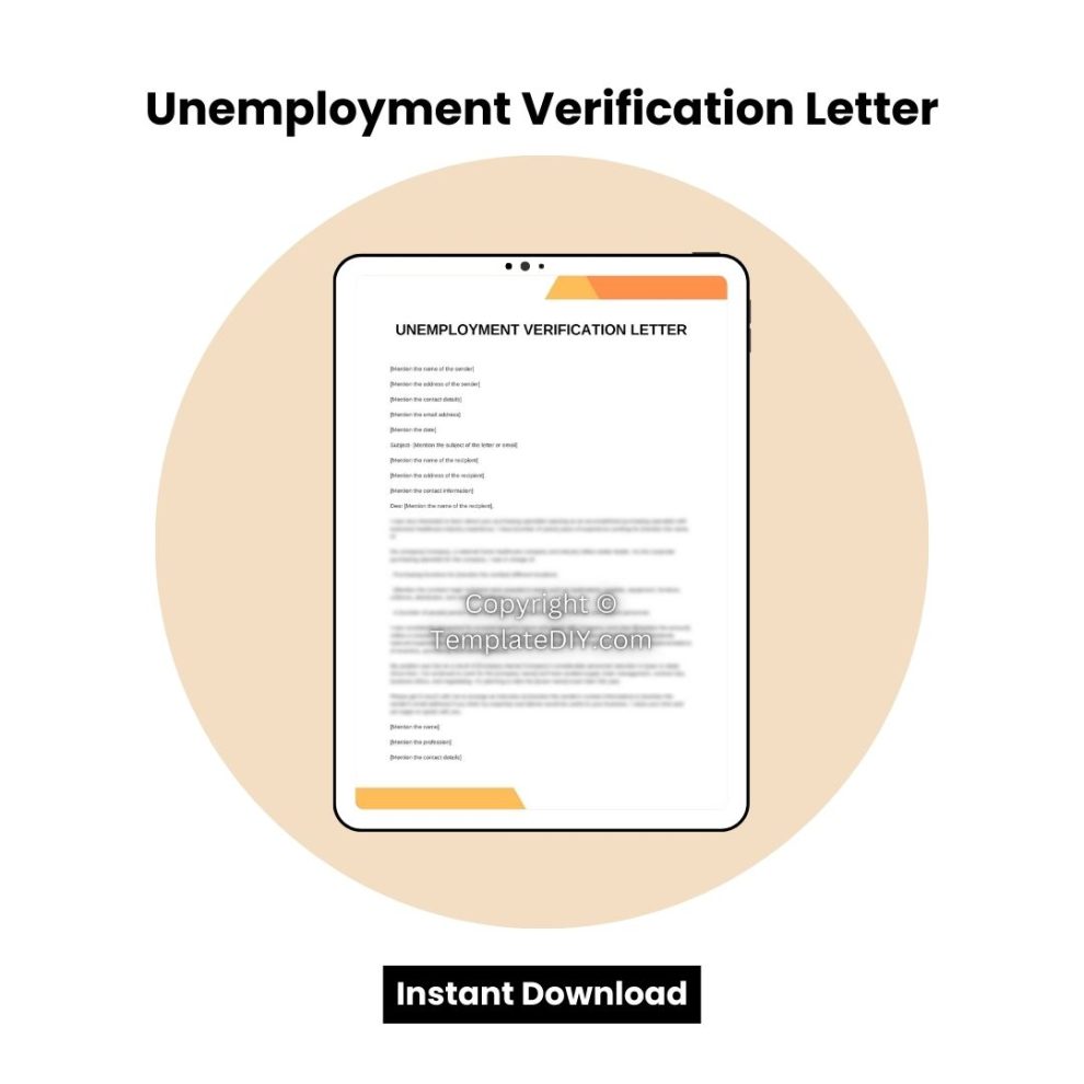 Unemployment Verification Letter Sample in Pdf and Word Format